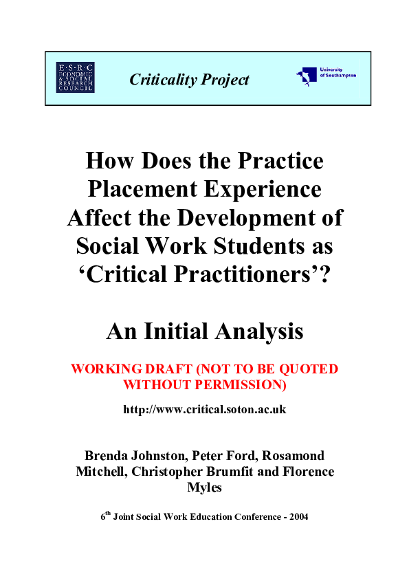 (PDF) How Does the Practice Placement Experience Affect the Development ...