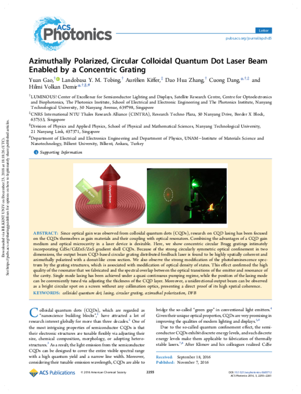 (PDF) Azimuthally Polarized, Circular Colloidal Quantum Dot Laser Beam Enabled by a Concentric ...