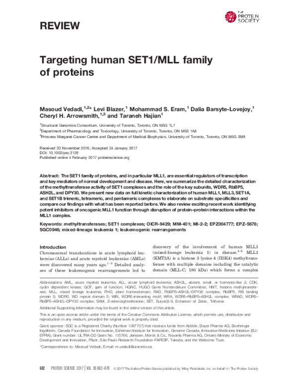 (PDF) Targeting human SET1/MLL family of proteins