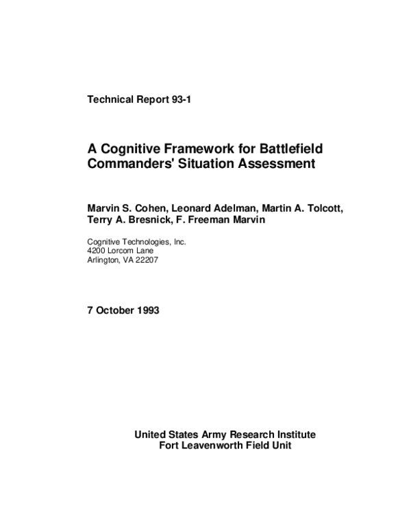 (PDF) A Cognitive Framework for Battlefield Commanders' Situation ...