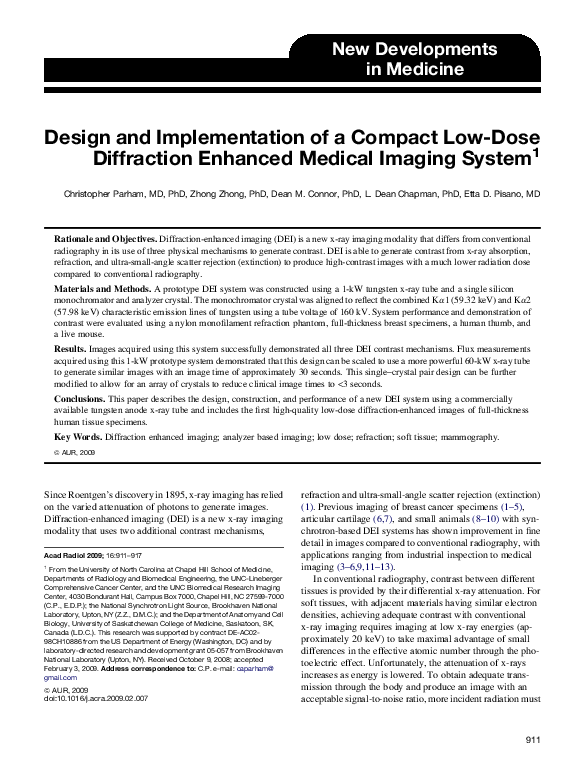 (PDF) Design and Implementation of a Compact Low-Dose Diffraction ...