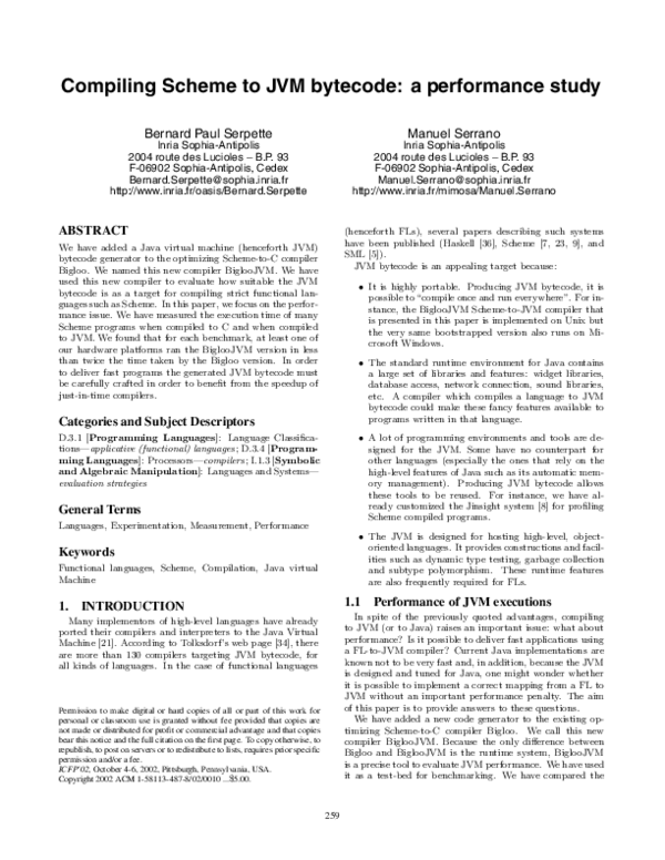 (PDF) Compiling scheme to JVM bytecode