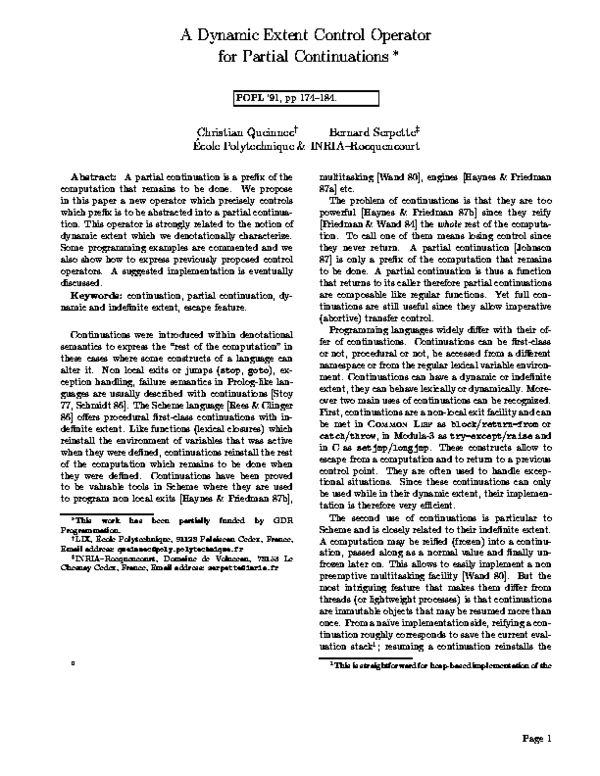 (PDF) A dynamic extent control operator for partial continuations