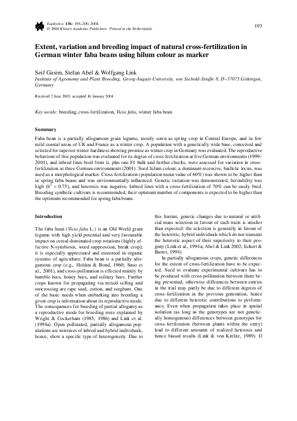 (PDF) Extent, variation and breeding impact of natural cross ...