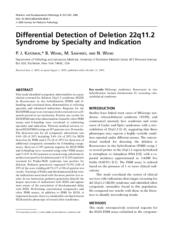 (PDF) Detecting 22q11.2 Deletion by Specialty