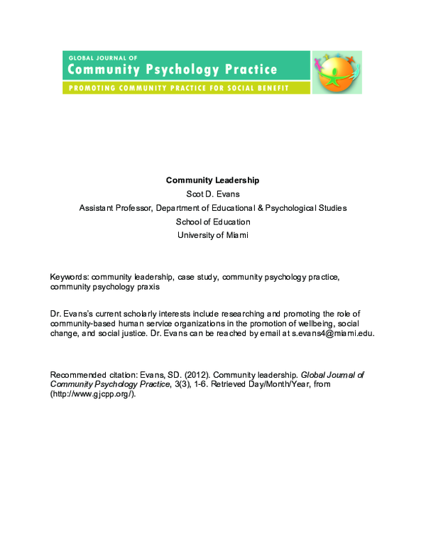 (PDF) Community Leadership