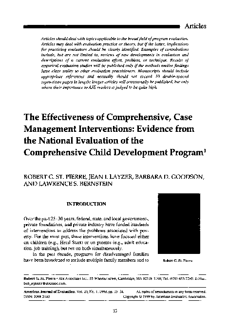 (PDF) The Effectiveness of Comprehensive, Case Management Interventions ...