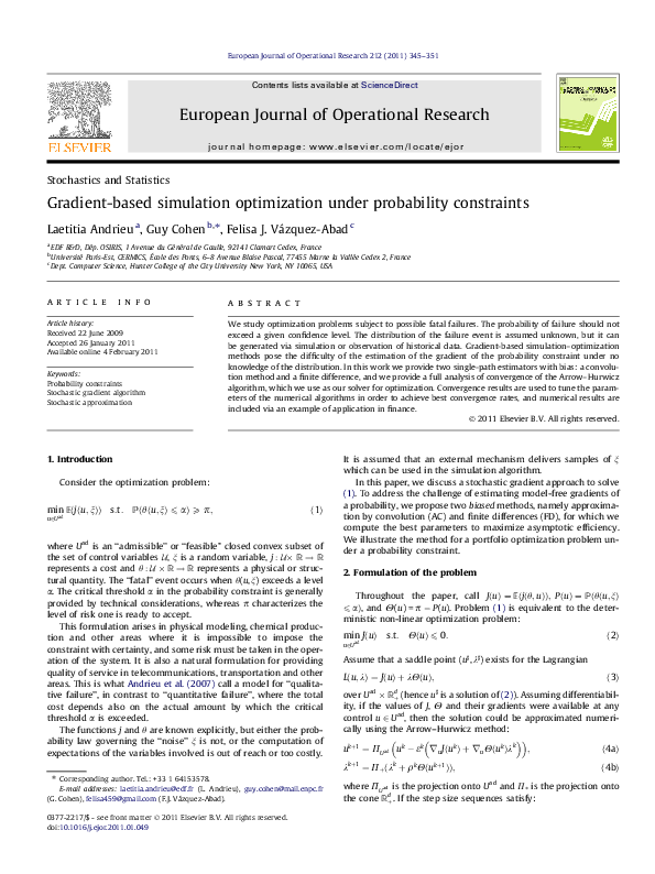 (PDF) Gradient-based simulation optimization under probability constraints