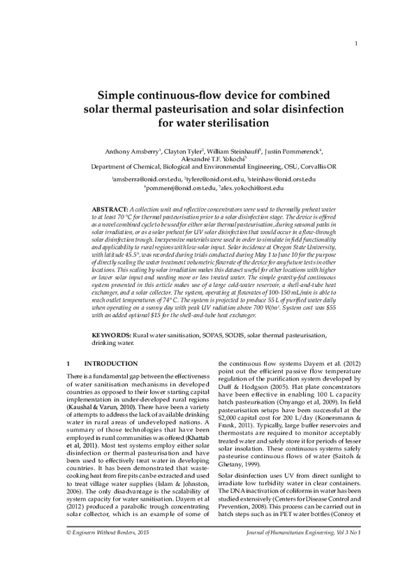 (PDF) Simple Continuous-Flow Device for Combined Solar Thermal ...