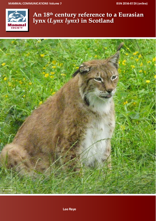 (PDF) An 18th century reference to a Eurasian lynx (Lynx lynx) in Scotland