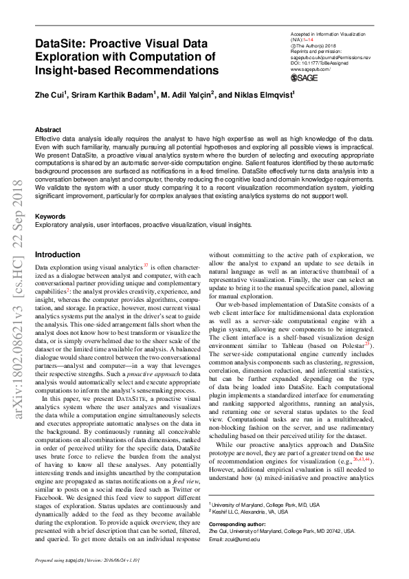 (PDF) DataSite: Proactive visual data exploration with computation of insight-based ...