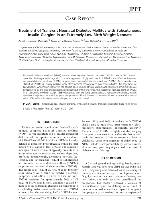 (PDF) Treatment of transient neonatal diabetes mellitus with ...