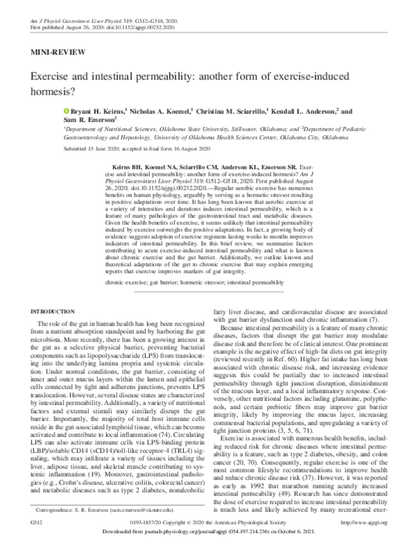(PDF) Exercise and intestinal permeability: another form of exercise ...