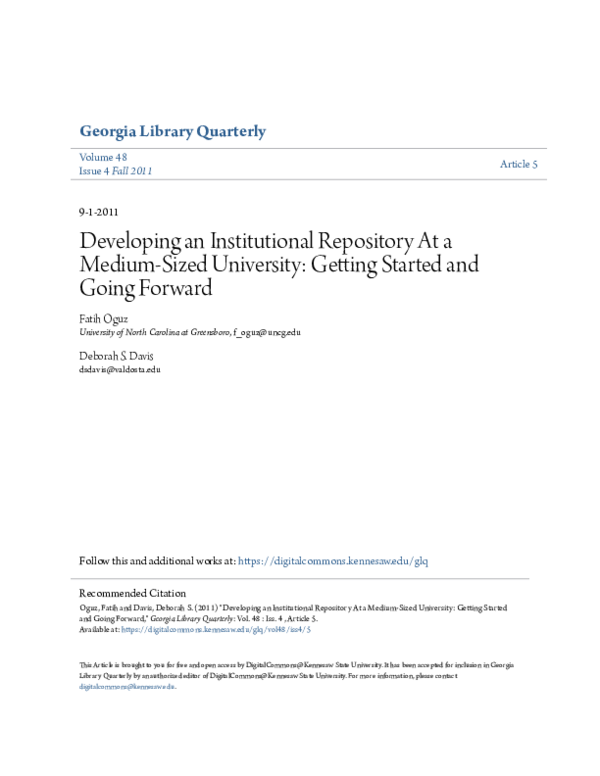 (PDF) Developing an Institutional Repository At a Medium-Sized ...