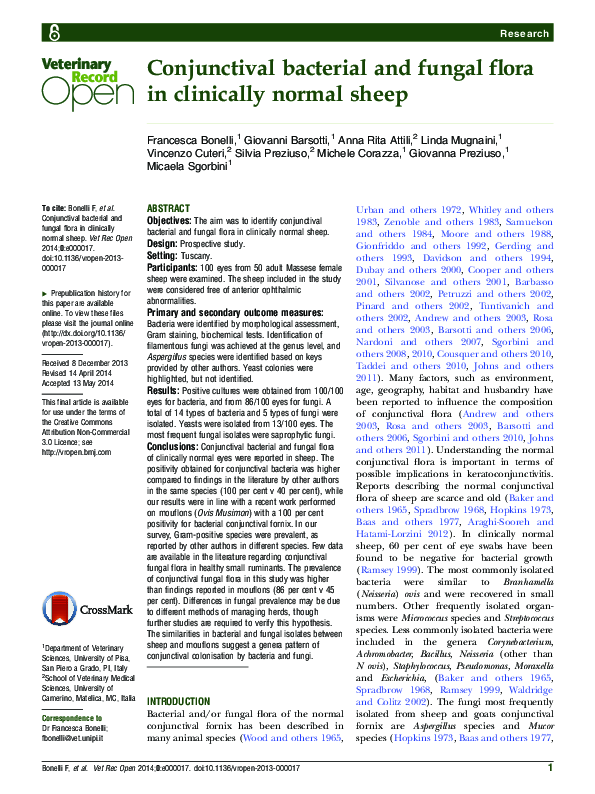 (PDF) Conjunctival bacterial and fungal flora in clinically normal sheep