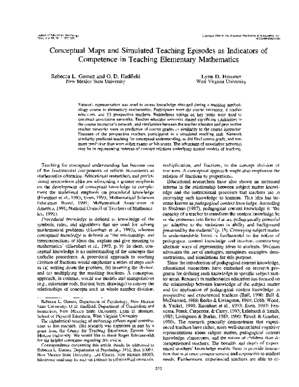 (PDF) Conceptual maps and simulated teaching episodes as indicators of ...