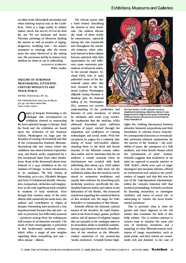 (PDF) Origins of European Printmaking — Fifteenth-Century Woodcuts and ...