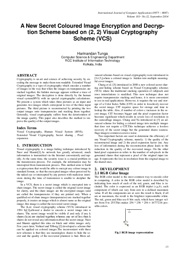 Pdf A New Secret Coloured Image Encryption And Decryption Scheme