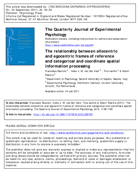 (PDF) The relationship between allocentric and egocentric frames of reference and categorical ...