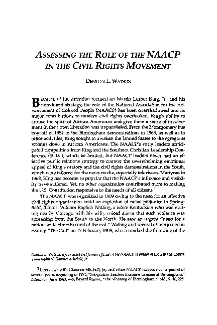 (PDF) Assessing the Role of the Naacp in the Civil Rights Movement