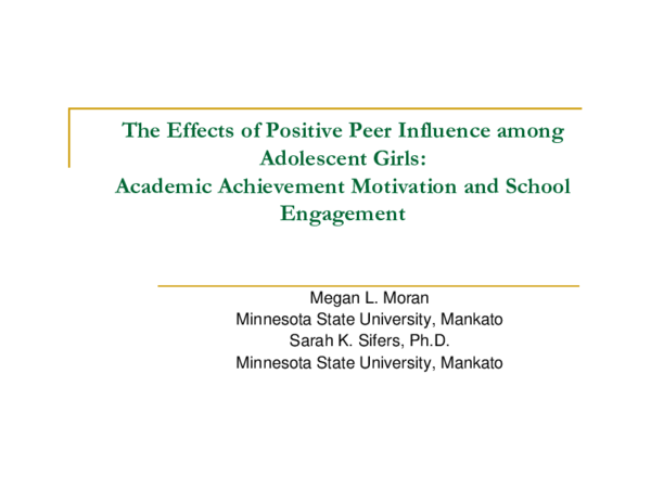 (PDF) The Effects of Positive Peer Influence among Adolescent Girls ...