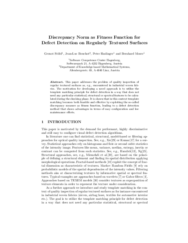 (PDF) Discrepancy Norm as Fitness Function for Defect Detection on ... (PDF) Discrepancy Norm as Fitness Function for Defect Detection on ...