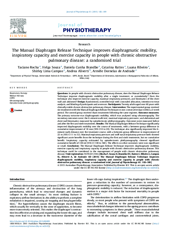 (PDF) The Manual Diaphragm Release Technique improves diaphragmatic ...