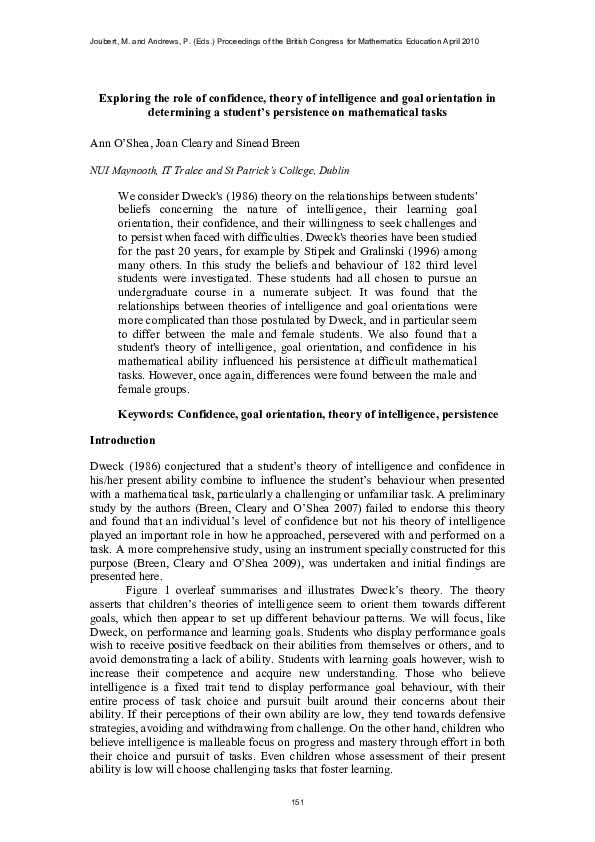 (PDF) Exploring the role of confidence, theory of intelligence and goal ...