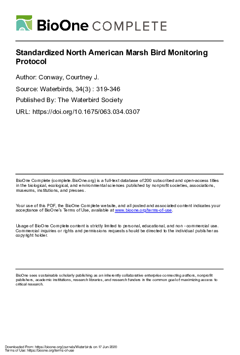(PDF) Standardized North American Marsh Bird Monitoring Protocol