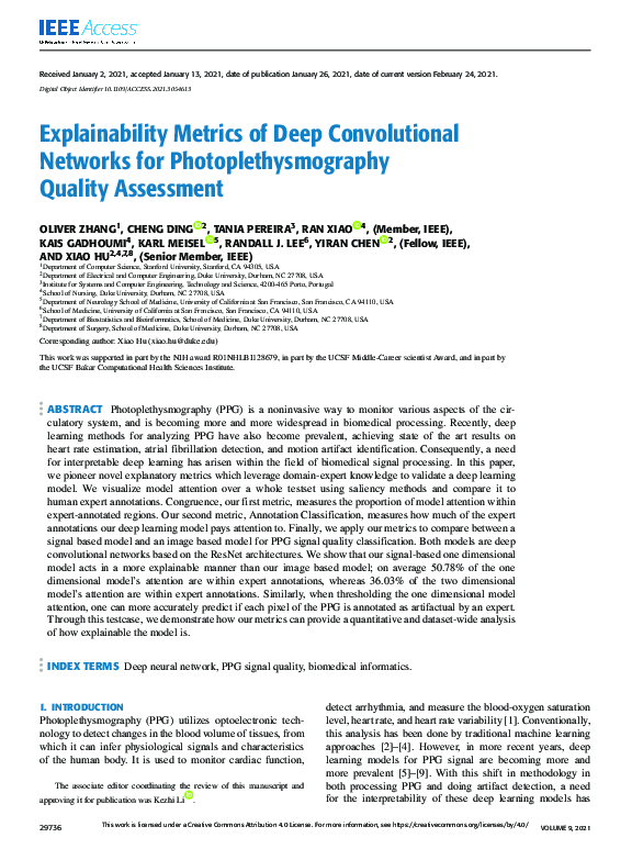 (PDF) Explainability Metrics of Deep Convolutional Networks for Photoplethysmography Quality ...