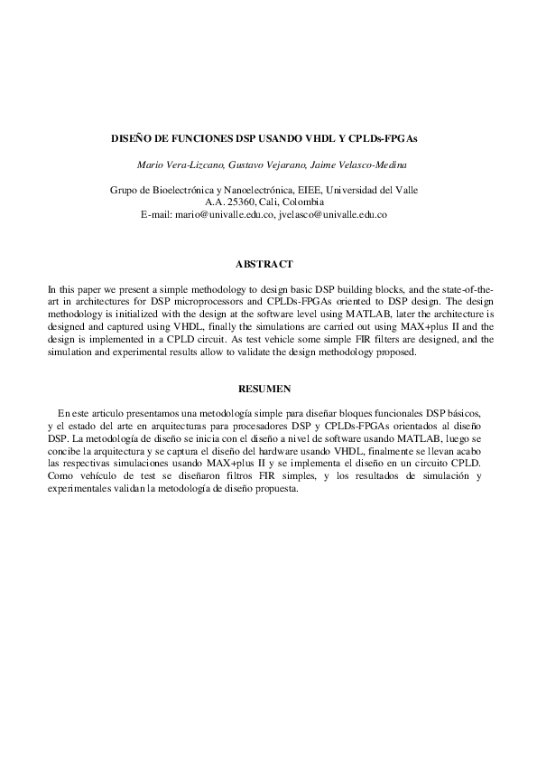 (PDF) Diseño de Funciones DSP usando VHDL, CPLDs y FPGAs