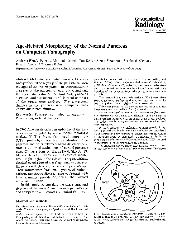 (PDF) Age-related morphology of the normal pancreas on computed tomography