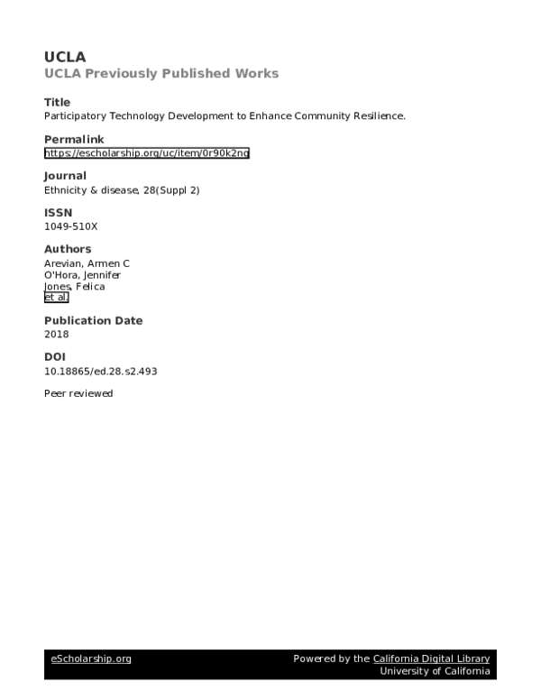 (PDF) Participatory Technology Development to Enhance Community Resilience