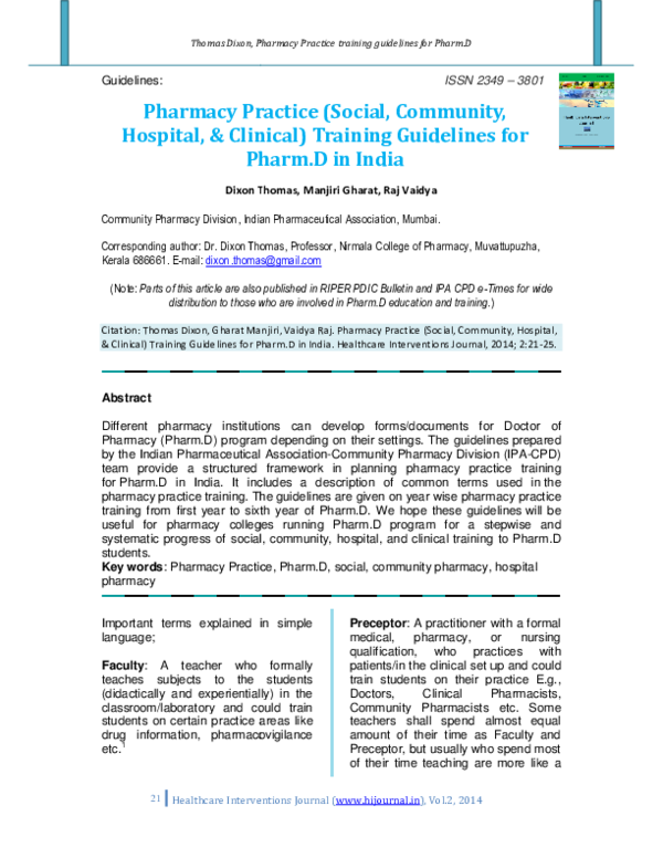 (PDF) Pharmacy Practice (Social, Community, Hospital, & Clinical ...