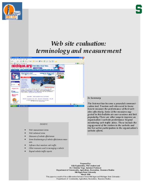 (PDF) Web site evaluation: terminology and measurement