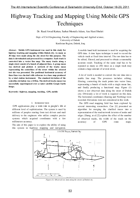 (PDF) Highway Tracking and Mapping Using Mobile GPS Techniques