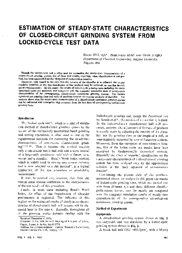 (PDF) Estimation of Steady-State Characteristics of Closed-Circuit ...