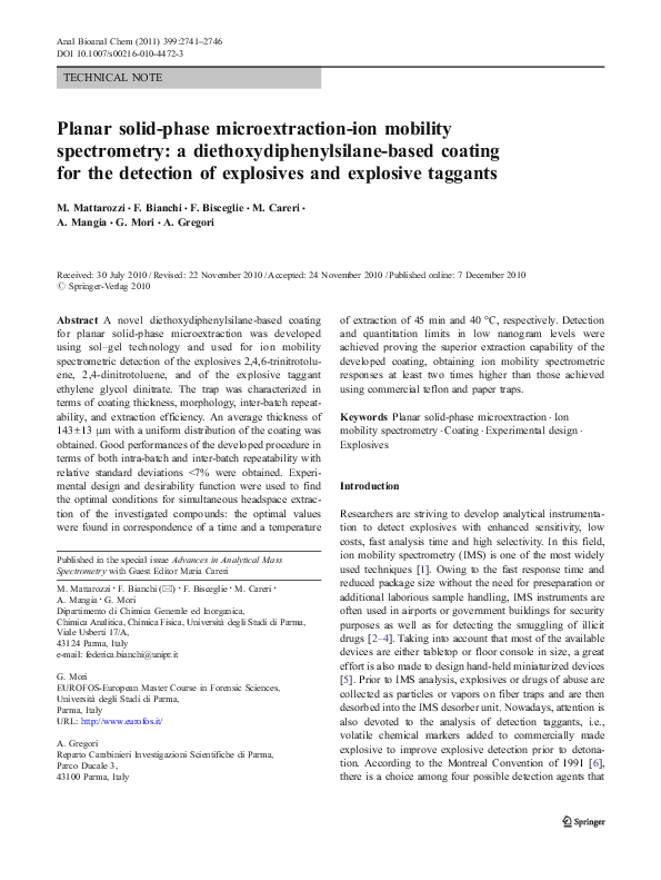(PDF) Planar solid-phase microextraction-ion mobility spectrometry: a diethoxydiphenylsilane ...