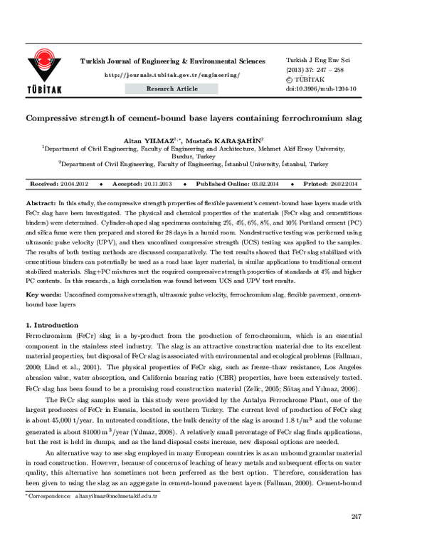 (PDF) Compressive strength of cement-bound base layers containing ...