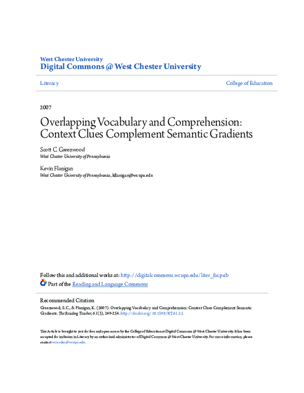 (PDF) Overlapping Vocabulary and Comprehension: Context Clues ...