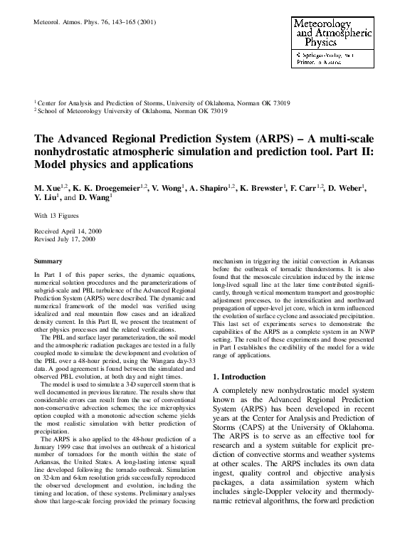 (PDF) The Advanced Regional Prediction System (ARPS) - A multi-scale nonhydrostatic atmospheric ...