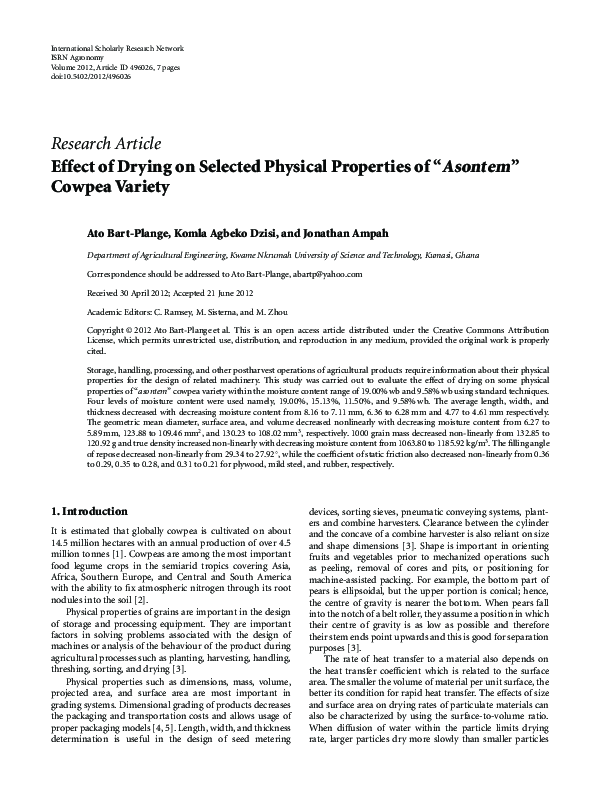 (PDF) Effect of Drying on Selected Physical Properties of “Asontem ...