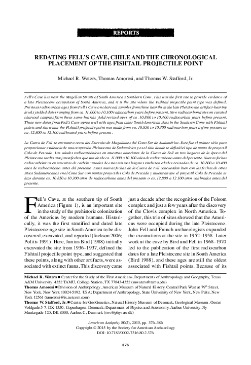 (PDF) Redating Fell's Cave, Chile and the Chronological Placement of ...
