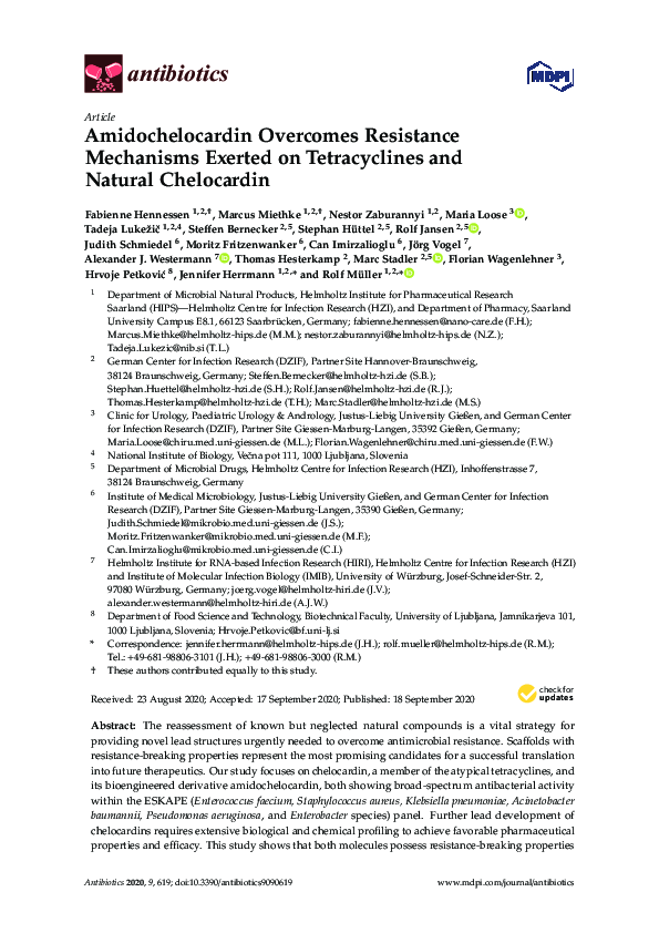 (PDF) Amidochelocardin Overcomes Resistance Mechanisms Exerted on ...