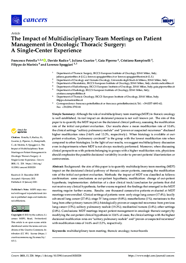 (PDF) The Impact of Multidisciplinary Team Meetings on Patient ...
