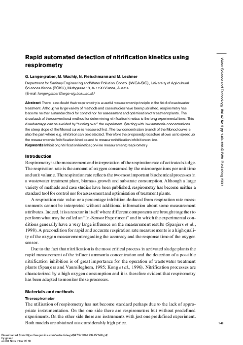 (PDF) Rapid automated detection of nitrification kinetics using ...