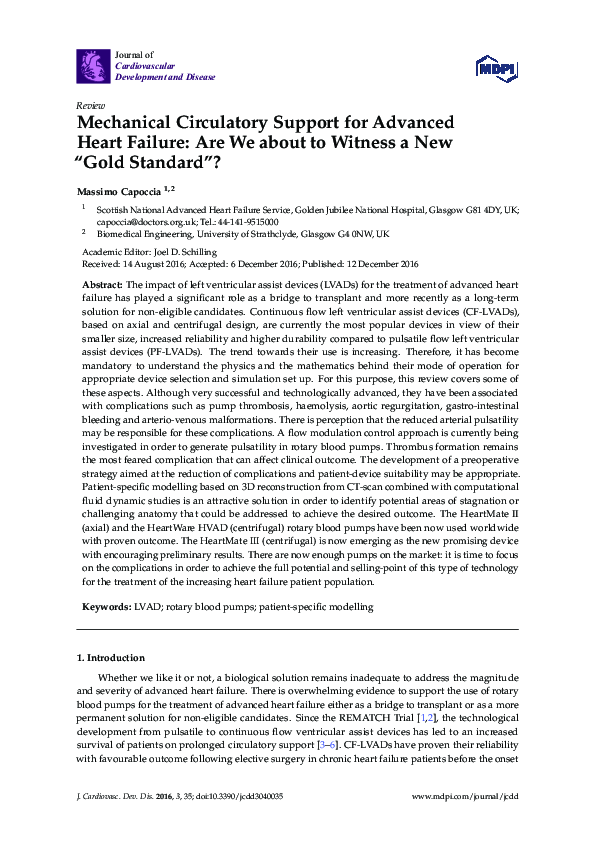 (PDF) Mechanical Circulatory Support for Advanced Heart Failure