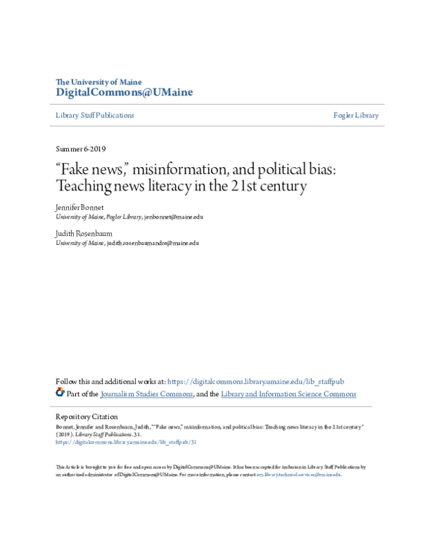(PDF) “Fake news,” misinformation, and political bias: Teaching news ...