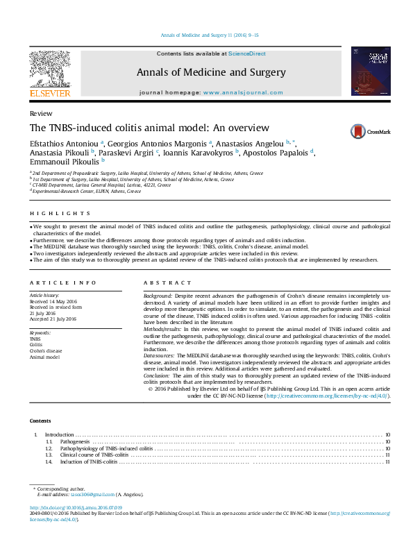 (PDF) The TNBS-induced colitis animal model: An overview