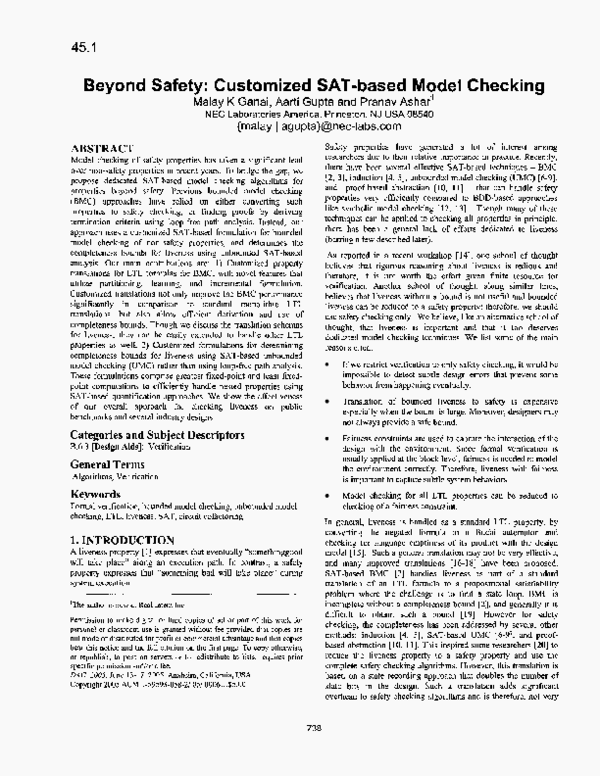 (PDF) Beyond safety: customized SAT-based model checking